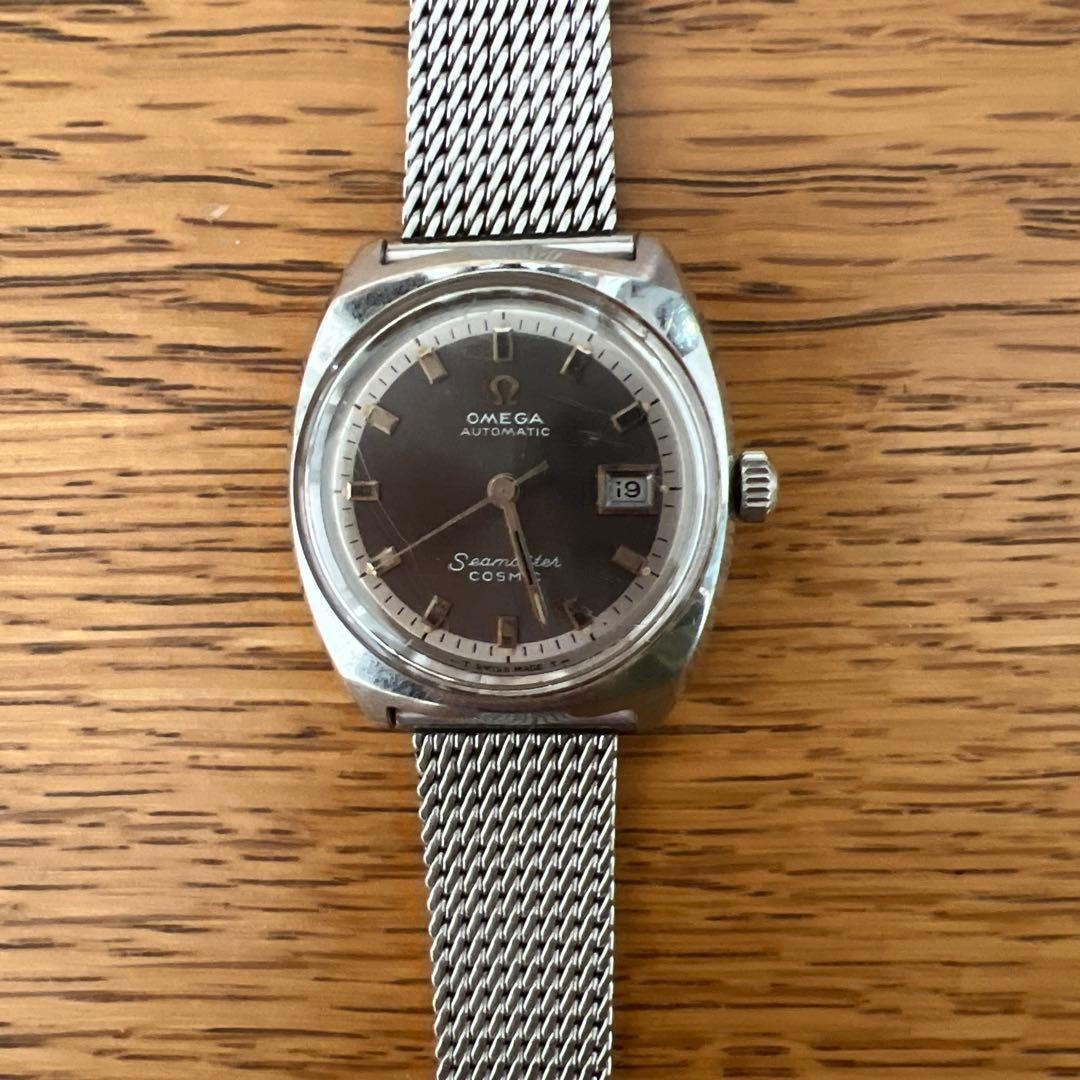 Omega Seamaster Automatic Watch Brown Dial Mesh Band - Gem