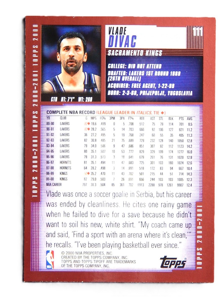 Vlade Divac #111 Topps 2000 Basketball Card (Sacramento Kings) | eBay