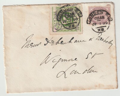 1899 LONDON EC HOODED PMKS 1d LILAC & GREAT EASTERN RAILWAY 2d GREEN ...