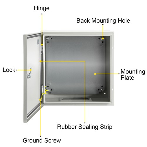 VEVOR 12x12x8'' Carbon Steel Electrical Enclosure IP65 Wall Mount ...