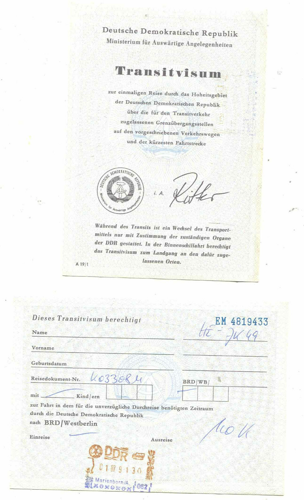 DDR:Transitvisum Marienborn nach... (50) | eBay.de
