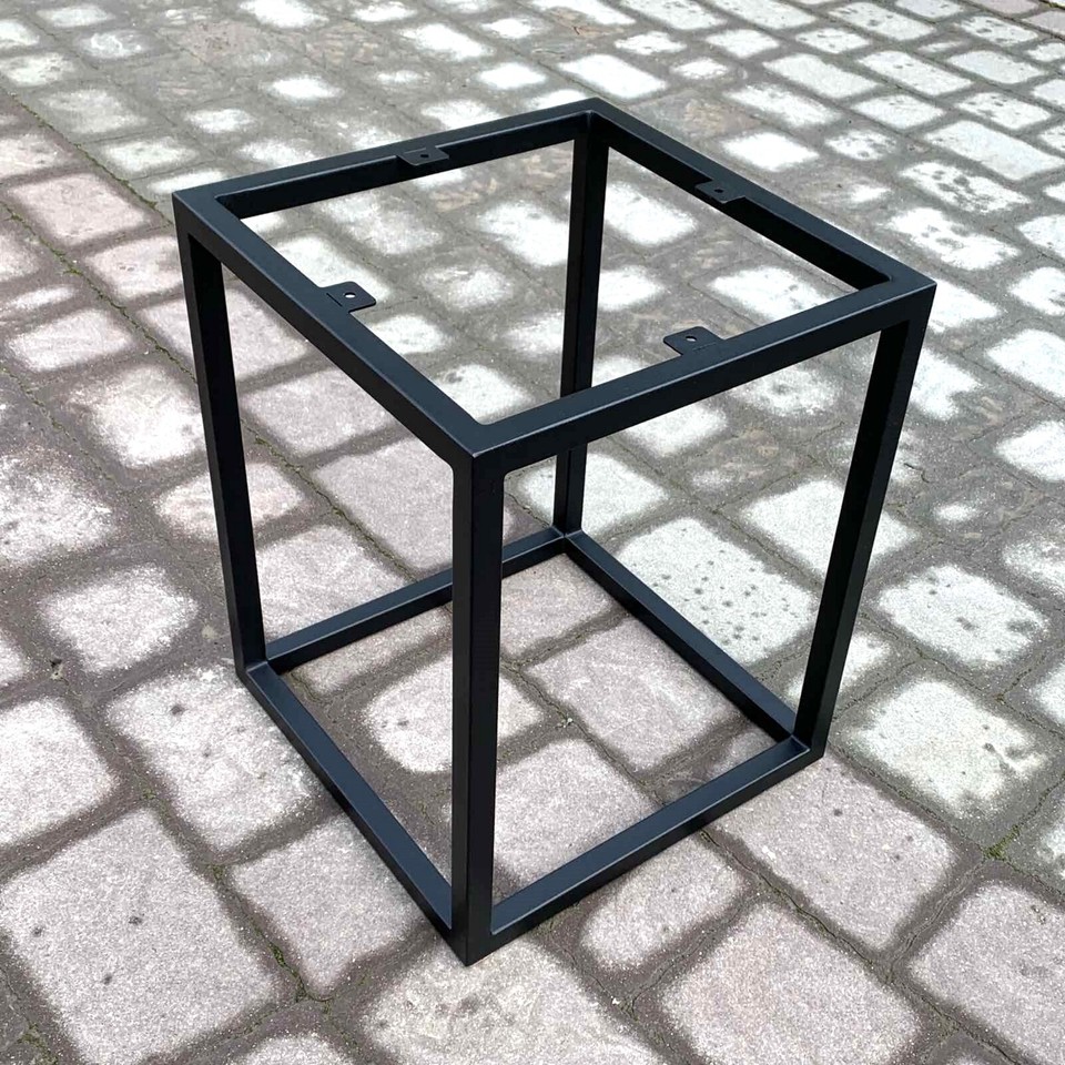 Square metal stool End table base Frame stool Sturdy frame Black Powder ...