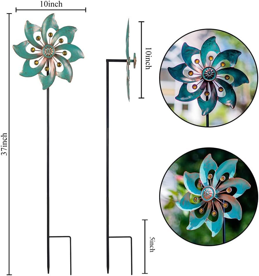 VEWOGARDEN Garden Decor Wind Spinners, Small Waterproof Metal Pinwheels ...
