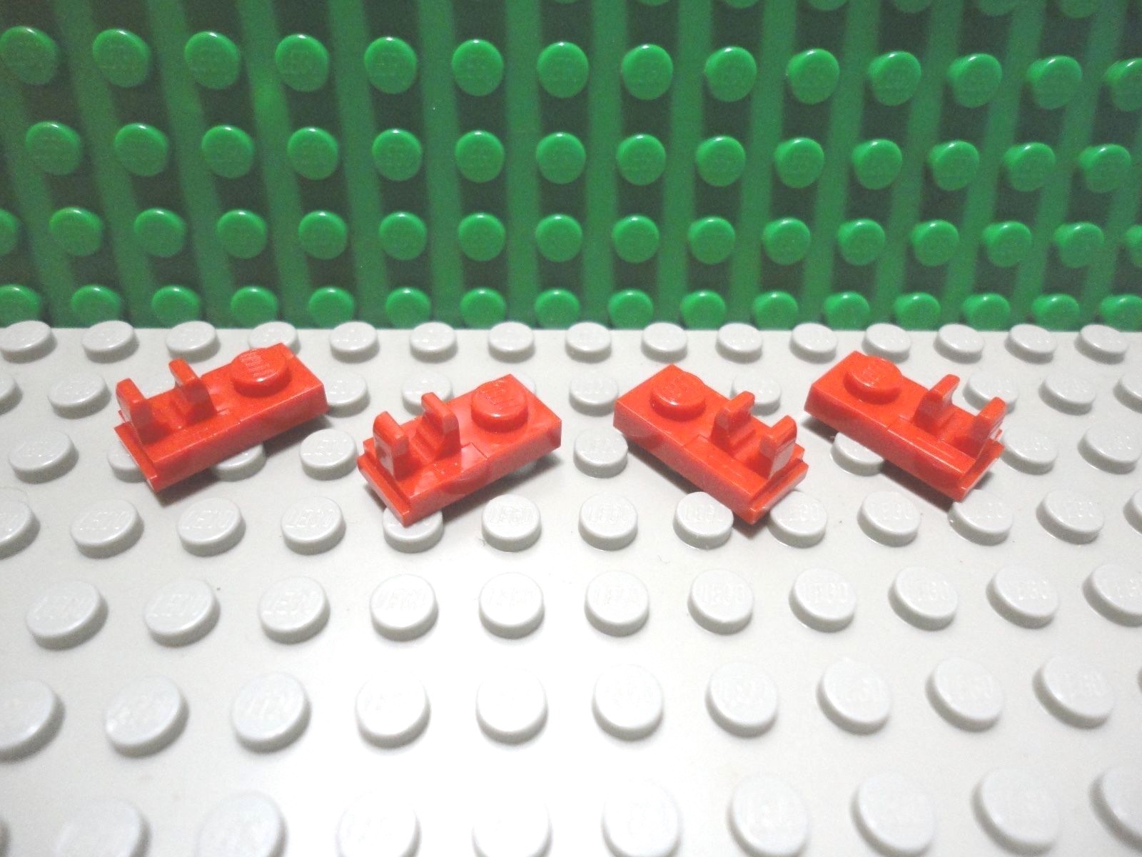 Lego 4 Red 1x2 plate with top clip hinge fingers NEW | eBay