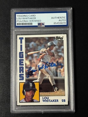 Lou Whitaker Detroit Tigers 1984 Topps autograph signed baseball card ...