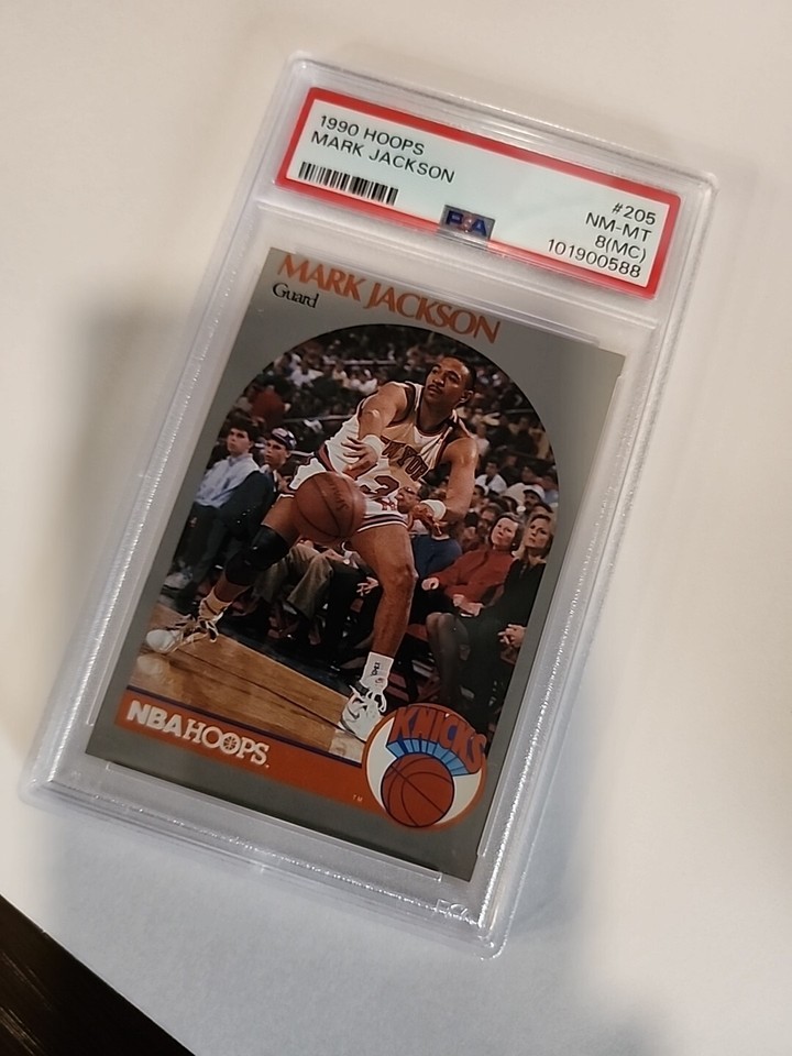 1990 Hoops #205 Mark Jackson w/ Menendez Brothers PSA 8(MC); MISCUT ...