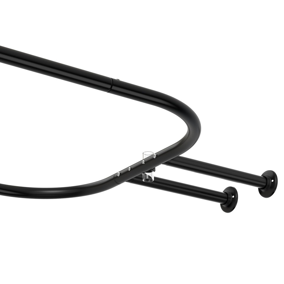 PrettyHome Shower Curtain Rod Hoop Square Shape Bathroom Heavy Duty No ...