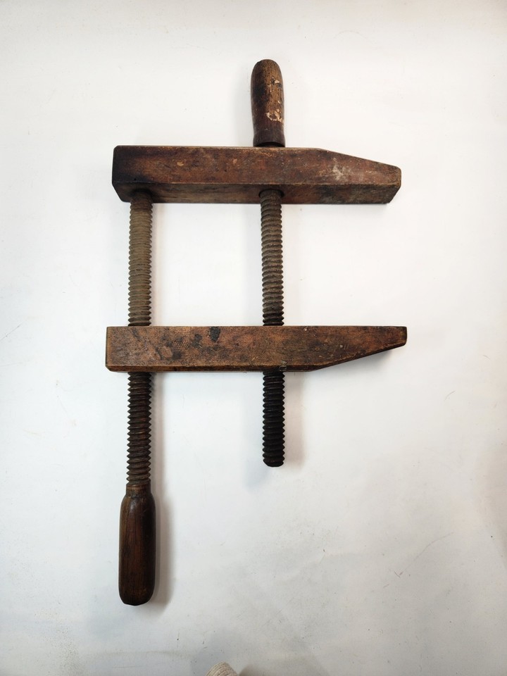 Antique Carpenters Hand Clamp Wood Wooden Screw Clamp Vice Primitive ...