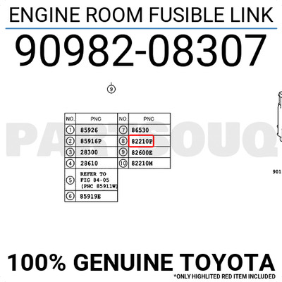 9098208307 Genuine Toyota ENGINE ROOM FUSIBLE LINK 90982-08307 | eBay