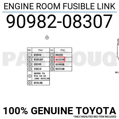 9098208307 Genuine Toyota ENGINE ROOM FUSIBLE LINK 90982-08307 | eBay