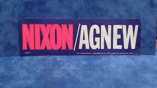 1972 Richard Nixon Campaign Nixon/Agnew Bumper Sticker Original | eBay