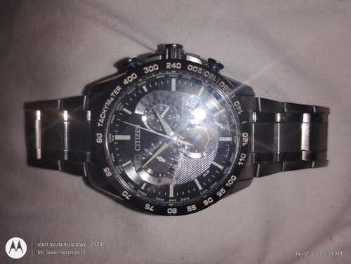 Citizen Perpetual Eco-Drive Titanium Chronograph Men's Watch Atomic ...