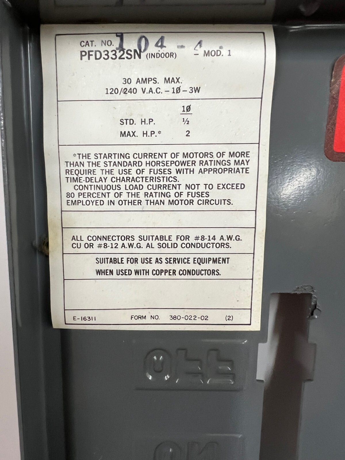 ZINSCO 30A General Duty FUSE BOX Safety DISCONNECT SWITCH 120/240V NEW ...