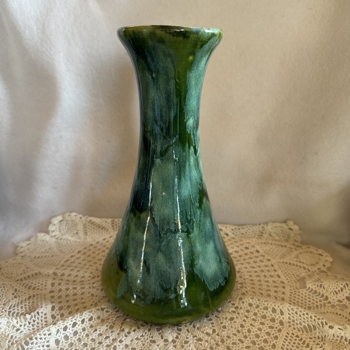 Unique Old Brush Mccoy Pottery Blue Handled Art Pottery Antique