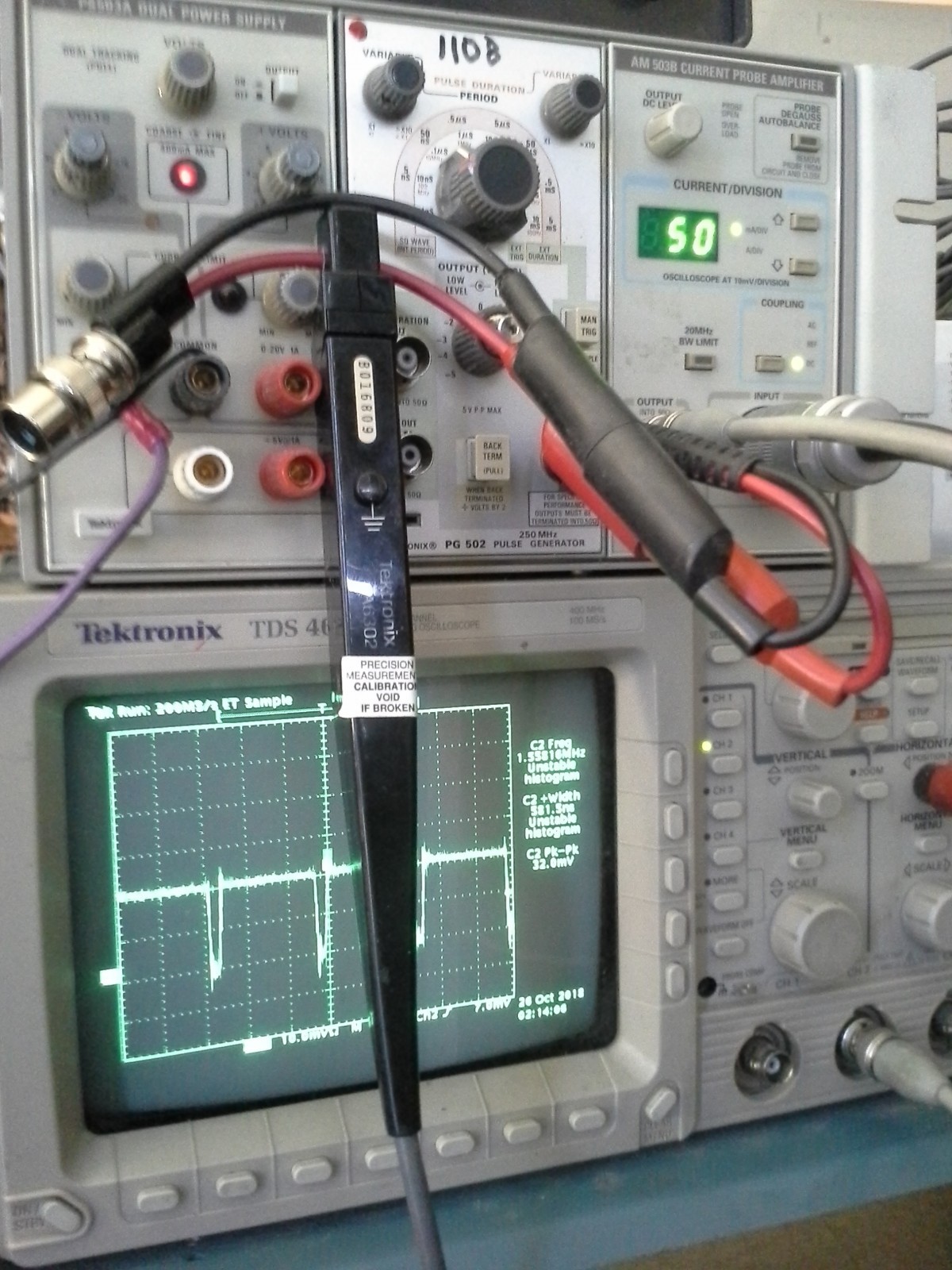Tektronix Oscilloscope Current probe 50 MHz 20A TESTED A6302 AM503A ...