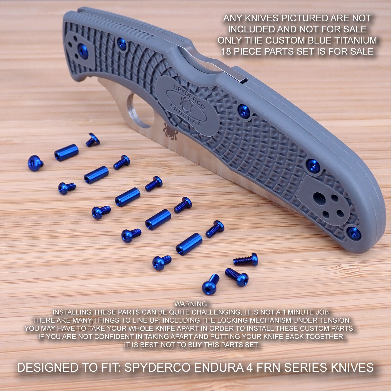 18 pc BLUE Titanium Pivot + Full Screw Set for Spyderco Endura 4 FRN ...