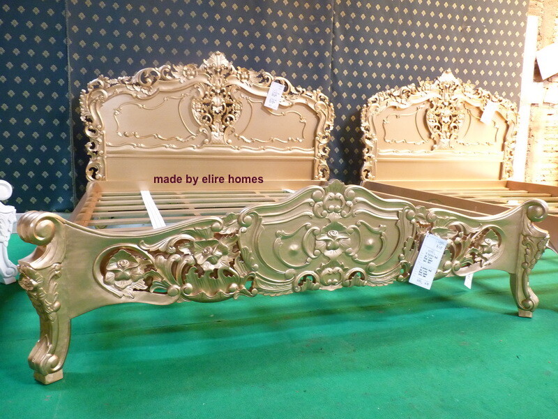 EU STOCK ~ EU Queen Size Mahogany French style furniture Baroque Gold ...