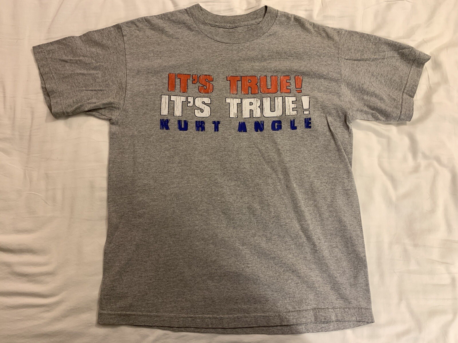 WWE Kurt Angle It’s True! T-shirt size Men’s Large L grey TNA WWF 🥇 *No ...