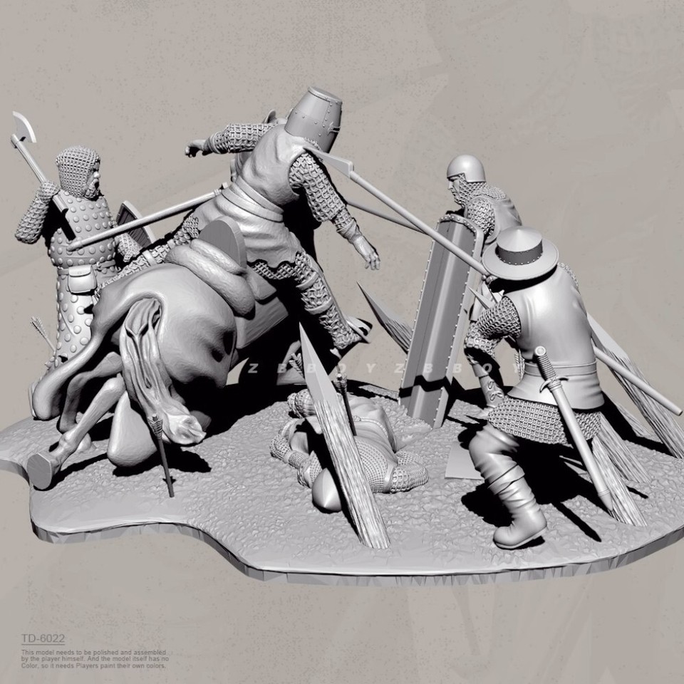 38mm resin figure model kit Crusader Siege 3D Printing Unassembled ...