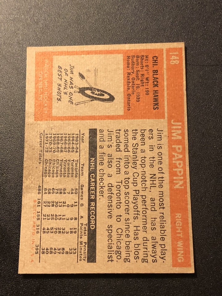 1972-73 Topps Jim Pappin #148 VG | eBay