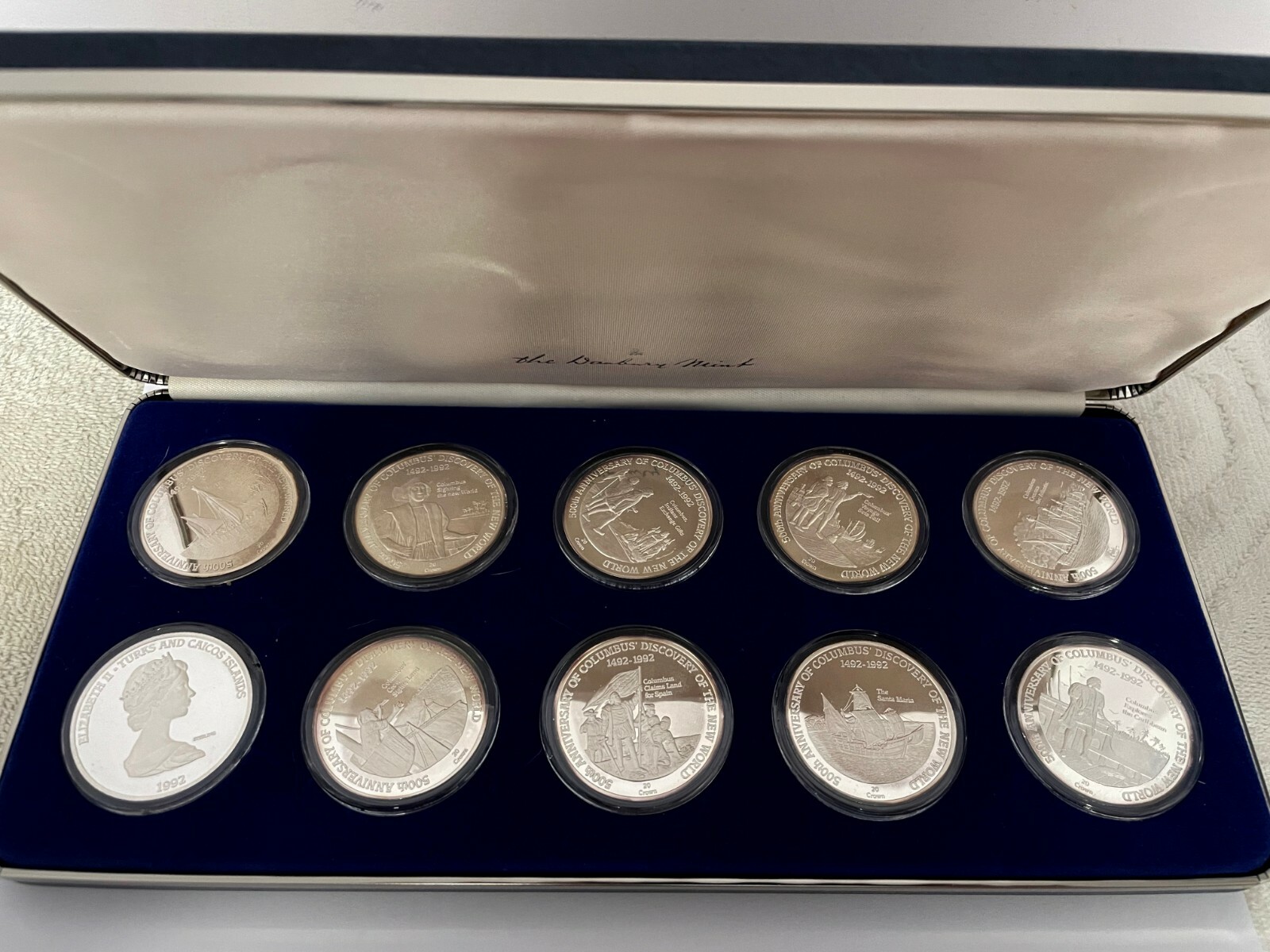 Turks & Caicos Island 10 Silver Coins Proof Set Christopher Columbus ...