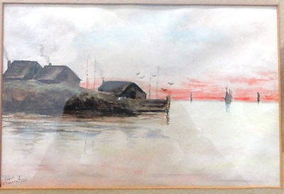 Florence Perry Watercolor New England Shoreline Copy of Original ...