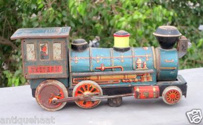Vintage Battery Operated Old Western Engine Train Modern Toy Litho Tin ...