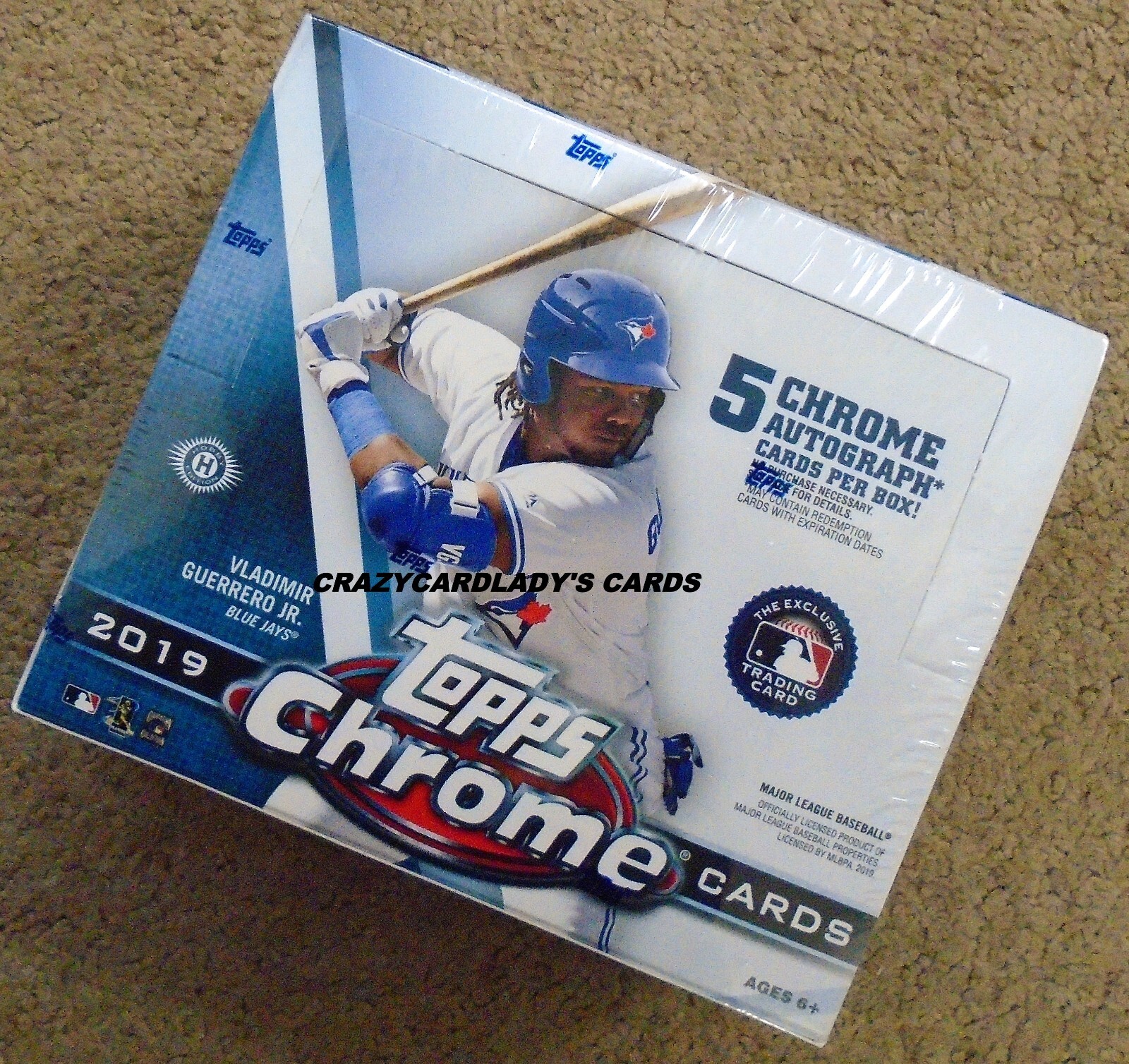 2019 Topps Chrome Baseball Jumbo Hobby Box 5 AUTOS PER Vladamir ...