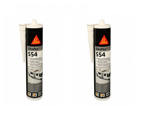2 cartridges Sikaflex 554, white or black, 300ml, construction adhesive ...
