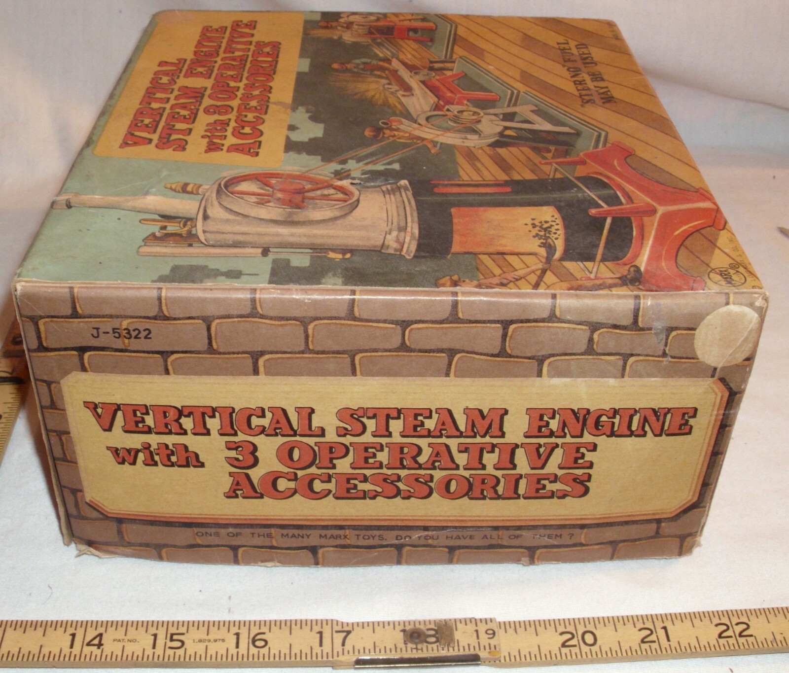 MARX VERTICAL STEAM ENGINE WITH ACCESSORIES TIN TOY BOX ONLY 1950s | eBay