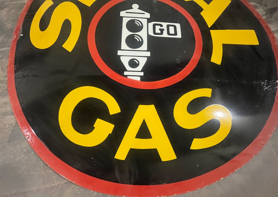 Vintage Signal Gas & Oil Porcelain Enamel Sign 72x72 Inches SSP. | eBay