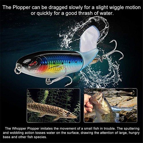 3PAK 9CM Whopper Plopper Topwater Fishing Lures Bass Bait Floating ...
