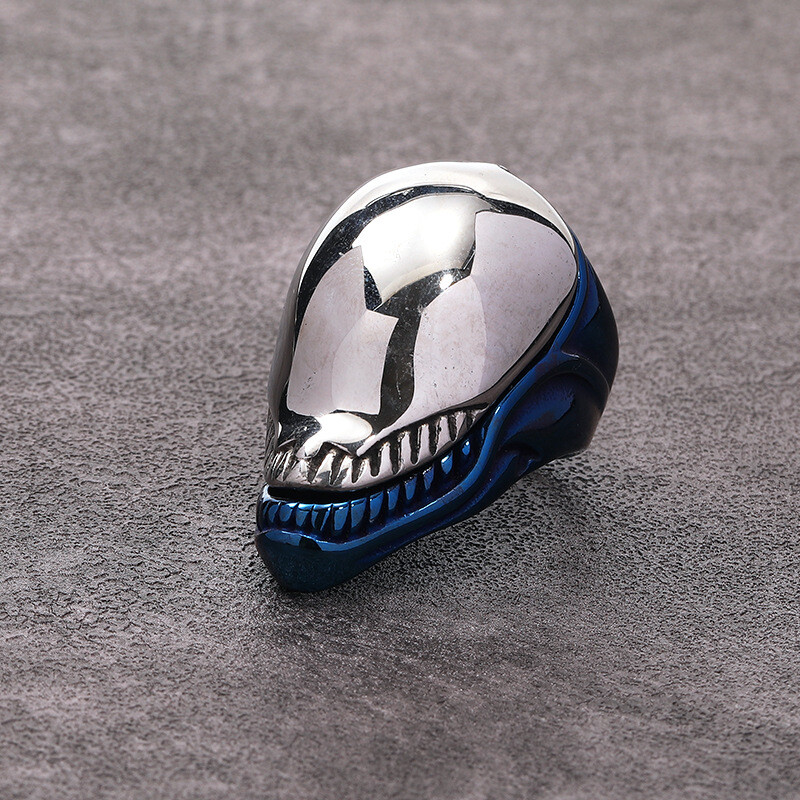 Gothic Openable Alien Skull Ring Stainless Steel Men's Skeleton Biker ...