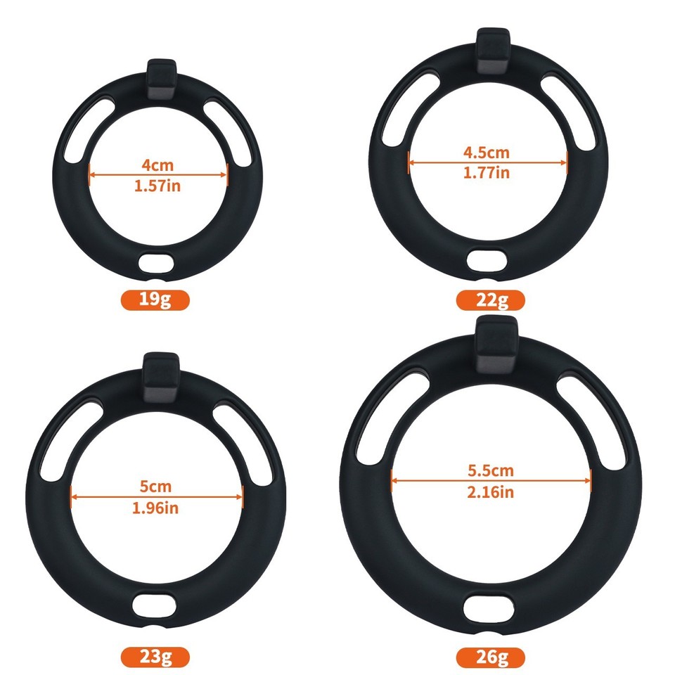 Male Chasity Cage Silicone LightWeight Device with 4 Rings Lock for ...