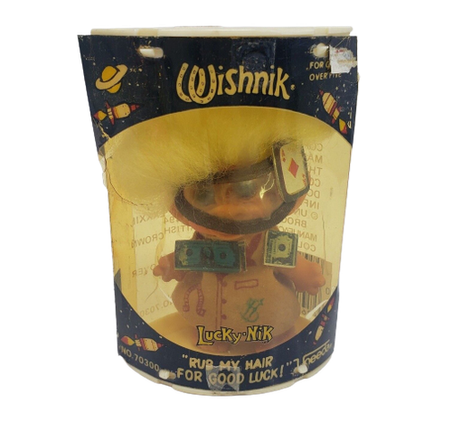 VINTAGE 1982 WISHNIK UNEEDA LUCKY-NIK TROLL DOLL FOR GOOD LUCK WHITE ...