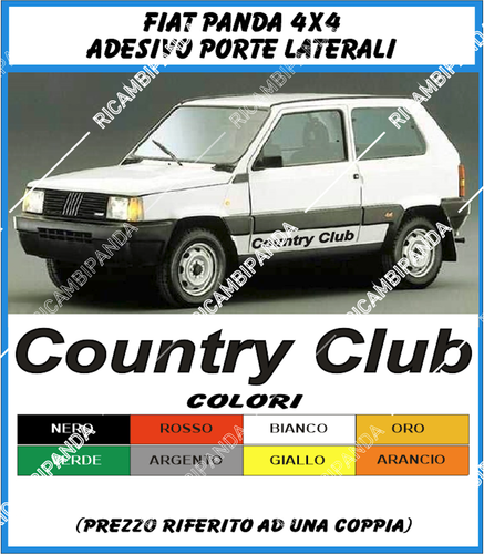ADESIVO STICKER FIAT PANDA 4x4 COUNTRY CLUB PORTE LATERALI RICAMBIO ...
