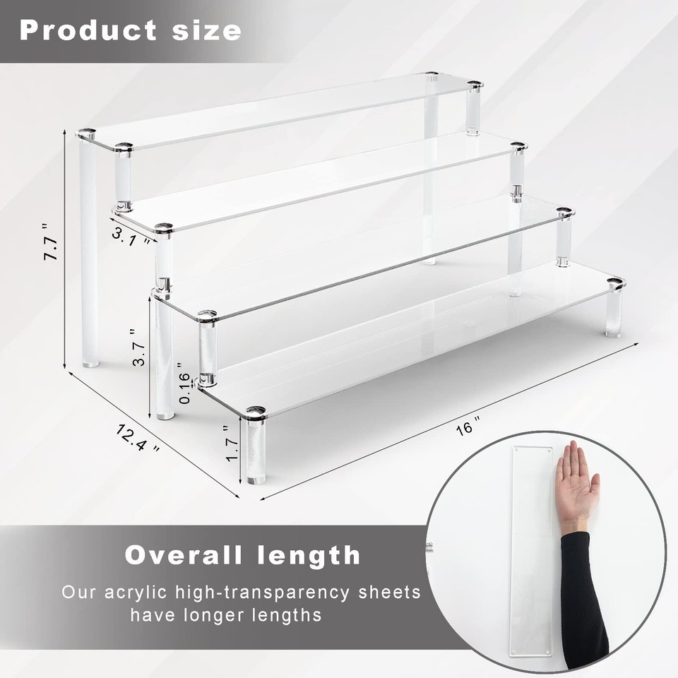 2 Pack 4 Tier Clear Acrylic Display Risers Stand Shelf, Acrylic Stands ...