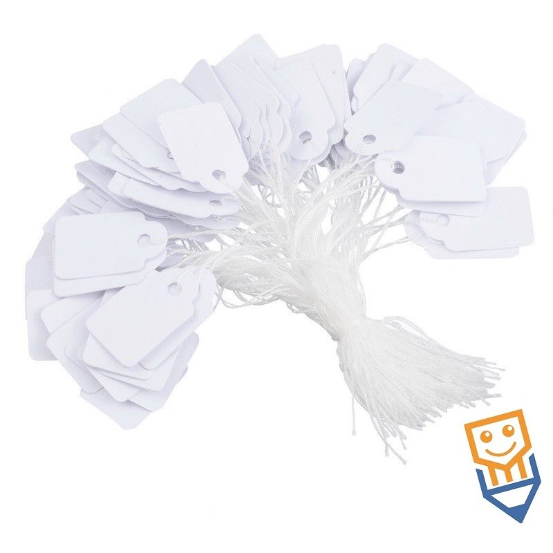WHITE TIE ON LABELS String STRUNG GIFT JEWELLERY PRICE TAGS Very Small ...