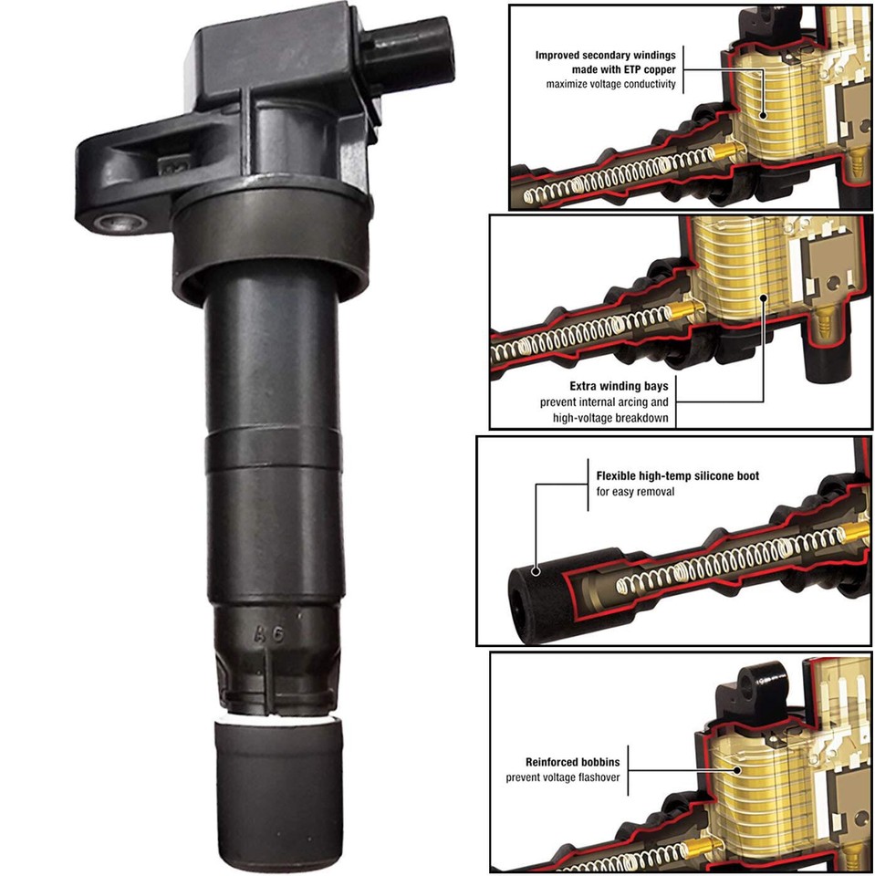 6Pcs Ignition Coil 27301-3C000 For Hyundai Santa Fe Kia Sedona Sorento ...