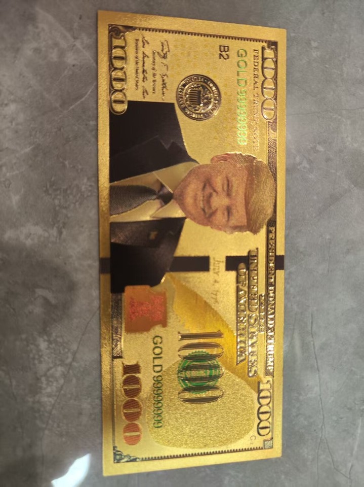 200 PC President Donald Trump Colorized $1000 Dollar Bill Gold Foil ...