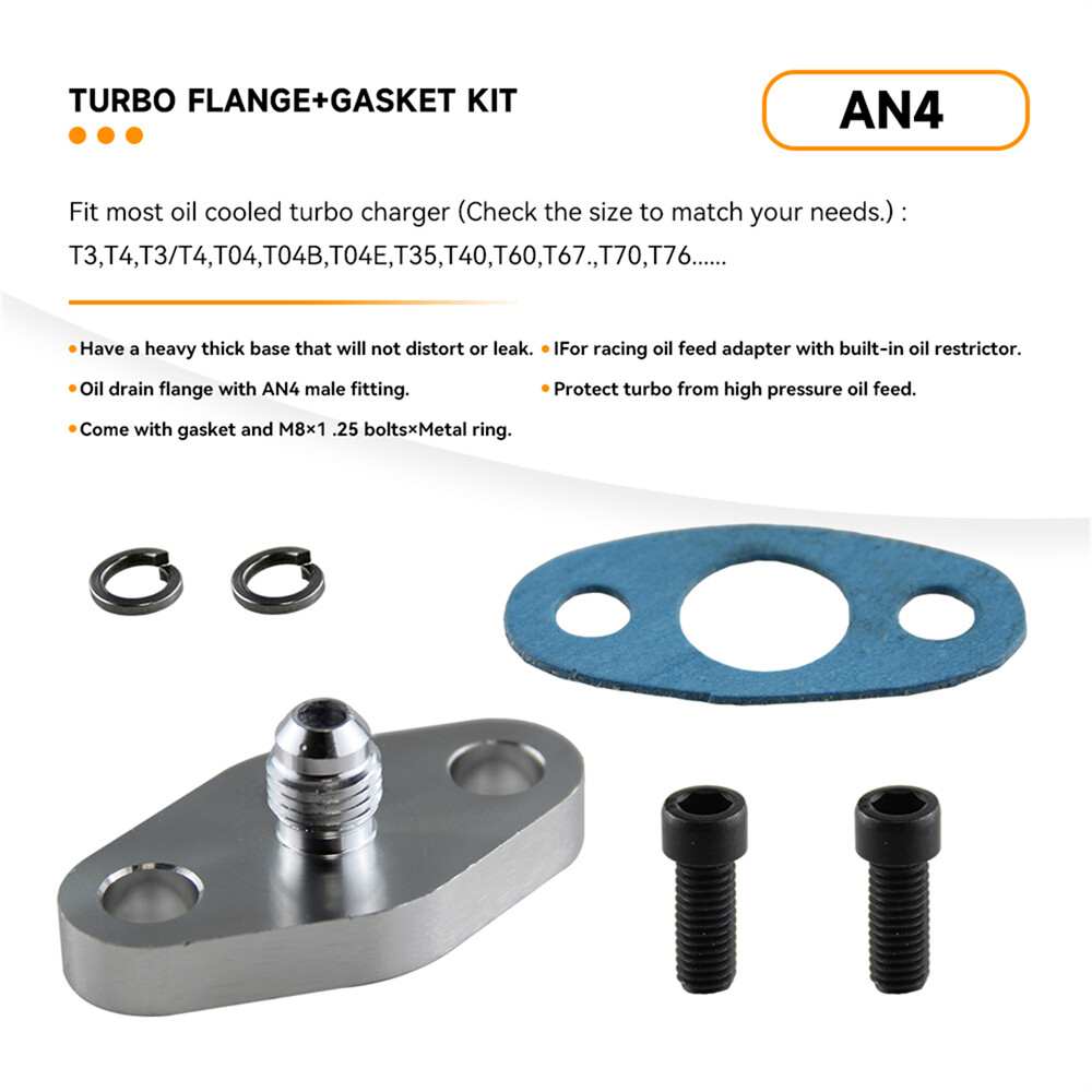 4AN Turbo Oil Drain Outlet Flange Adapter for T3 T4 T35 T40 GT42 T60 ...