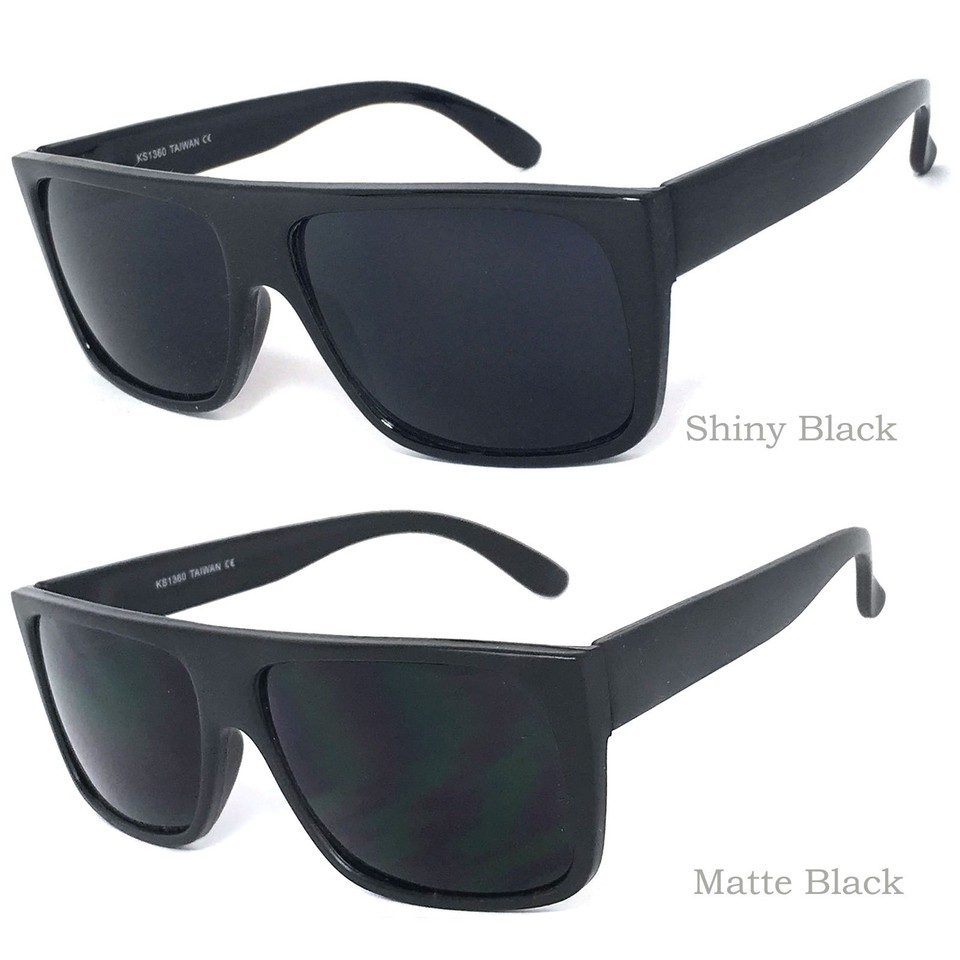 Retro Square Frame Sunglasses Mens Womens Flat Top Square Super Dark ...
