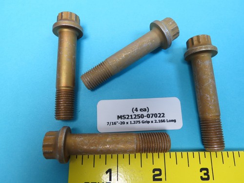7/16”-20 x 2.166” 12 Point Military Standards Aircraft Bolts MS21250 ...