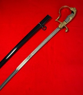 ORIGINAL Imperial German Artillery Lion Head Sword Triple Etched Blade ...