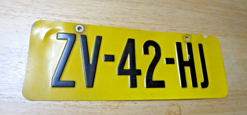 Netherlands Dutch License Plate 12" ZV-42-HJ 1991 Motor Vehicle Yellow ...