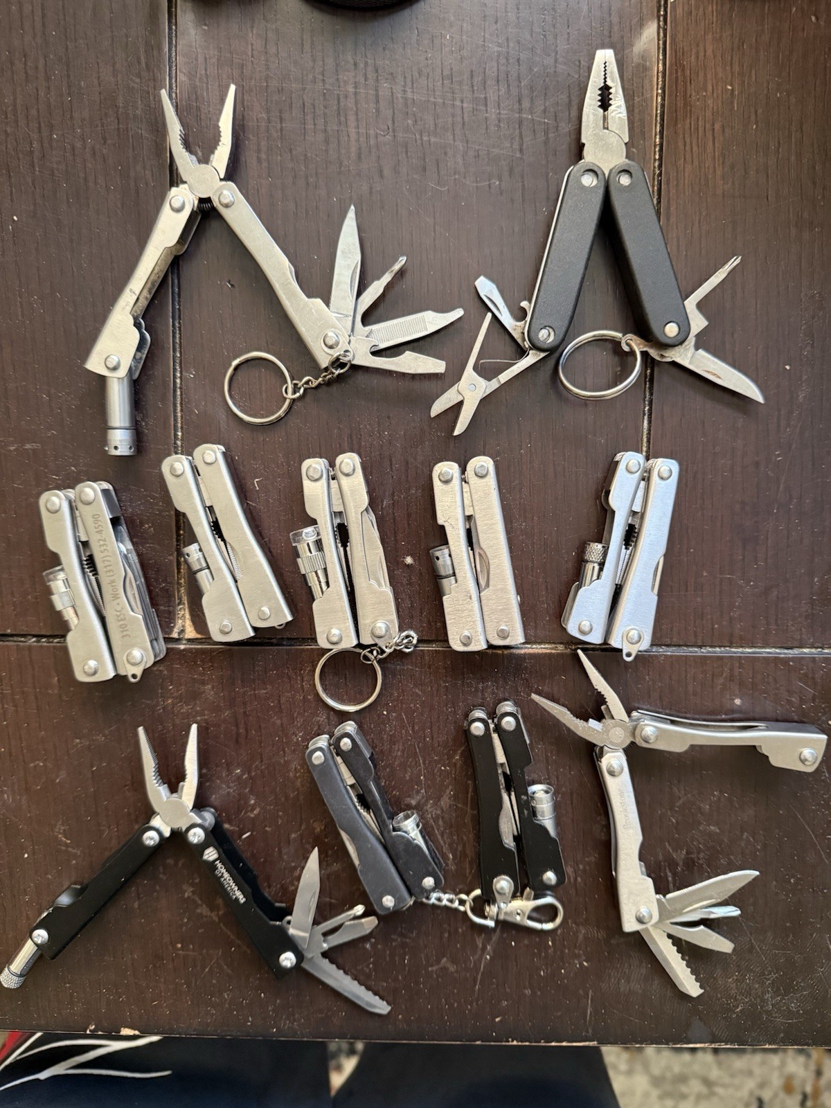 Variety Lot of 12 Mini Multi-Tools Pliers, Scissors, Flashlight Knife ...
