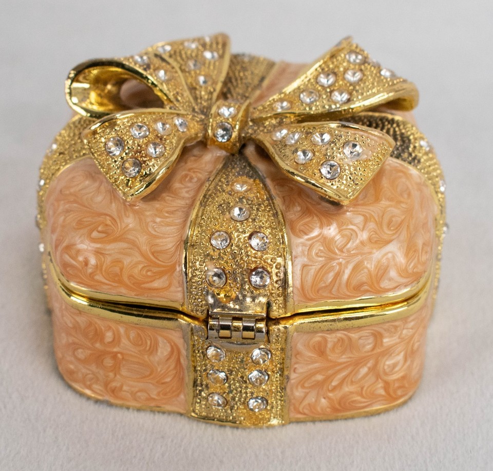 Decorative Painted Enamel Baked Clear Rhinestone Gold Trinket Jewelry ...