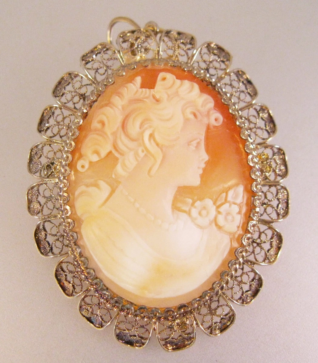 Vintage .800 Cameo Brooch/pendant oppal.co.id