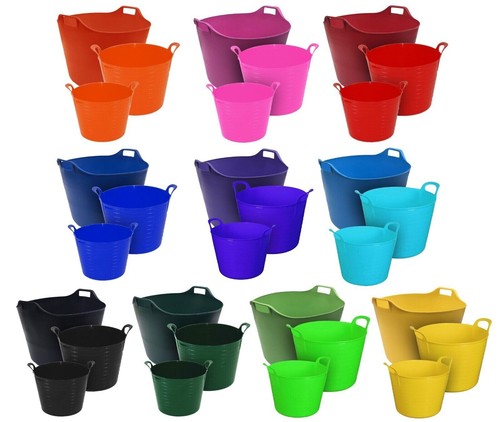 Coloured Plastic 20L 40L 75L Flexible Storage Tubs Horse Feed Trugs ...