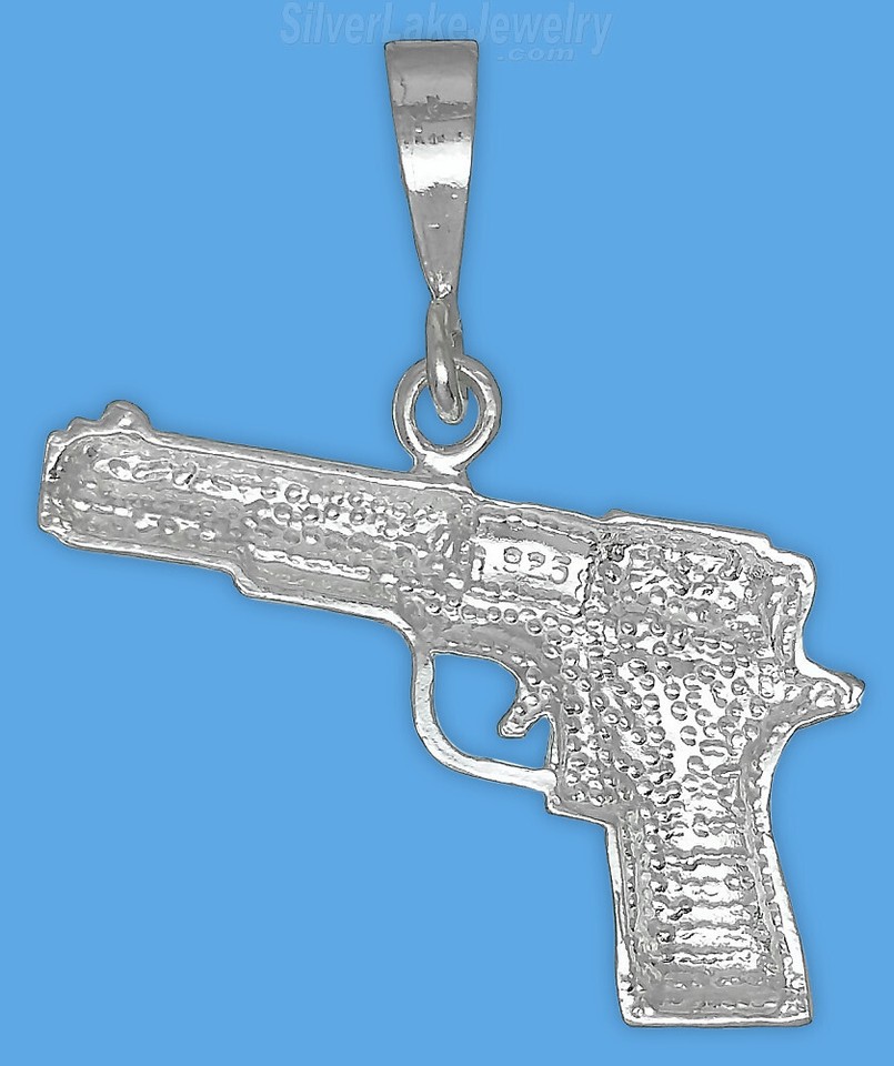 925 Sterling Silver Diamond-cut Colt 45 Pistol Handgun Gun Firearm ...